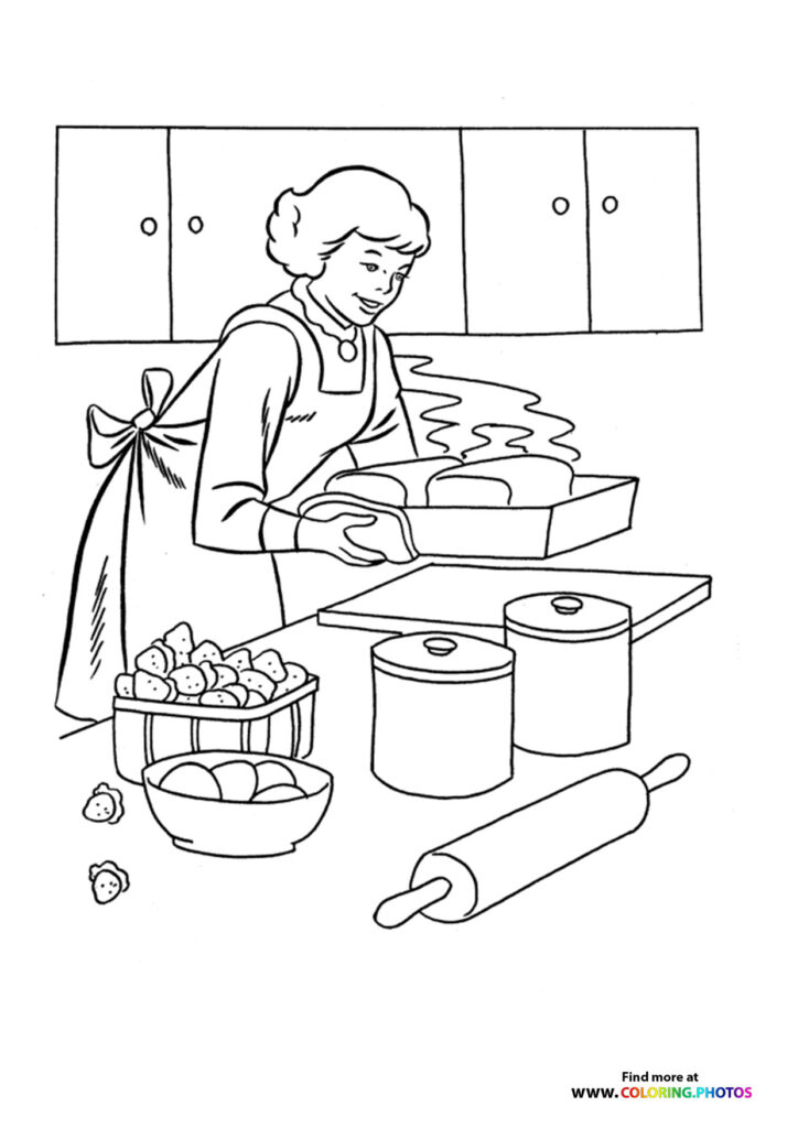 Happy Thanksgiving day family dinner - Coloring Pages for kids