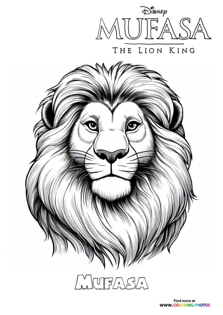 Mufasa the lion king portrait - Coloring Pages for kids