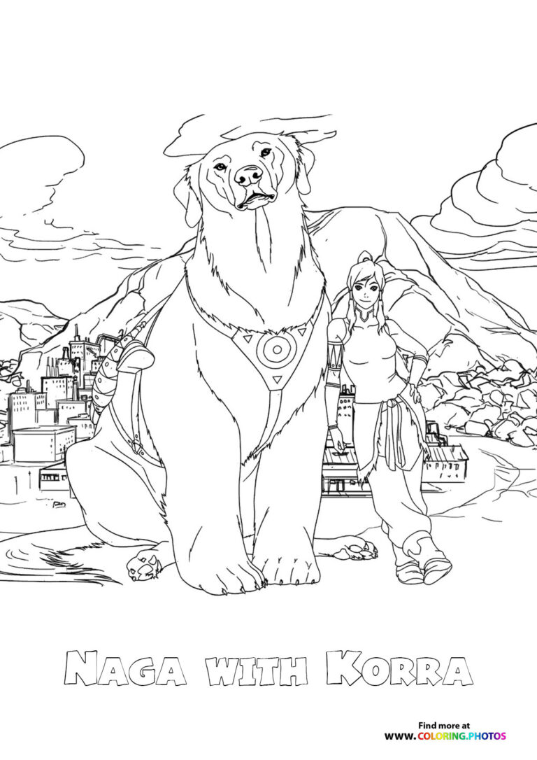 Naga with Korra Legend Of Korra - Coloring Pages for kids