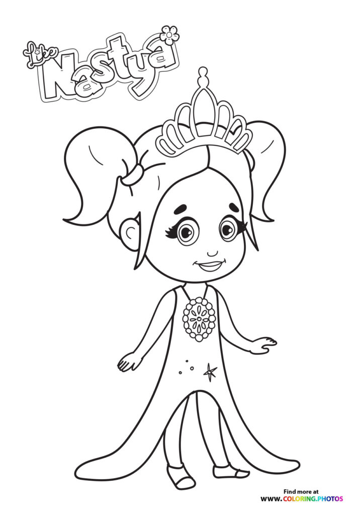 Nastya in a dress - Coloring Pages for kids