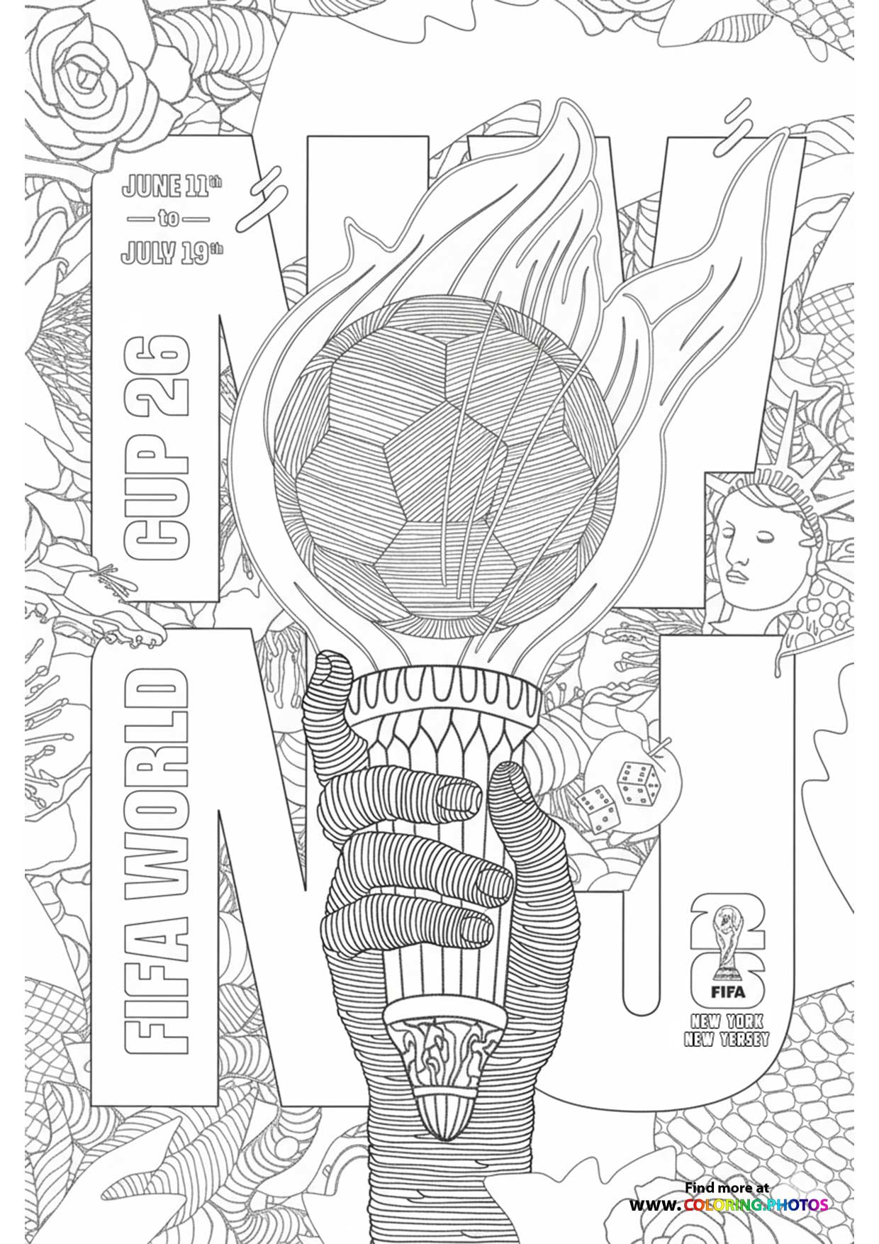 New York FIFA 2026 - Coloring Pages for kids