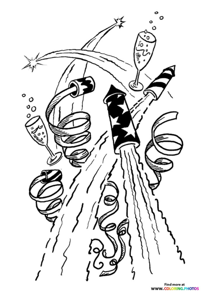 New years eve fireworks - Coloring Pages for kids