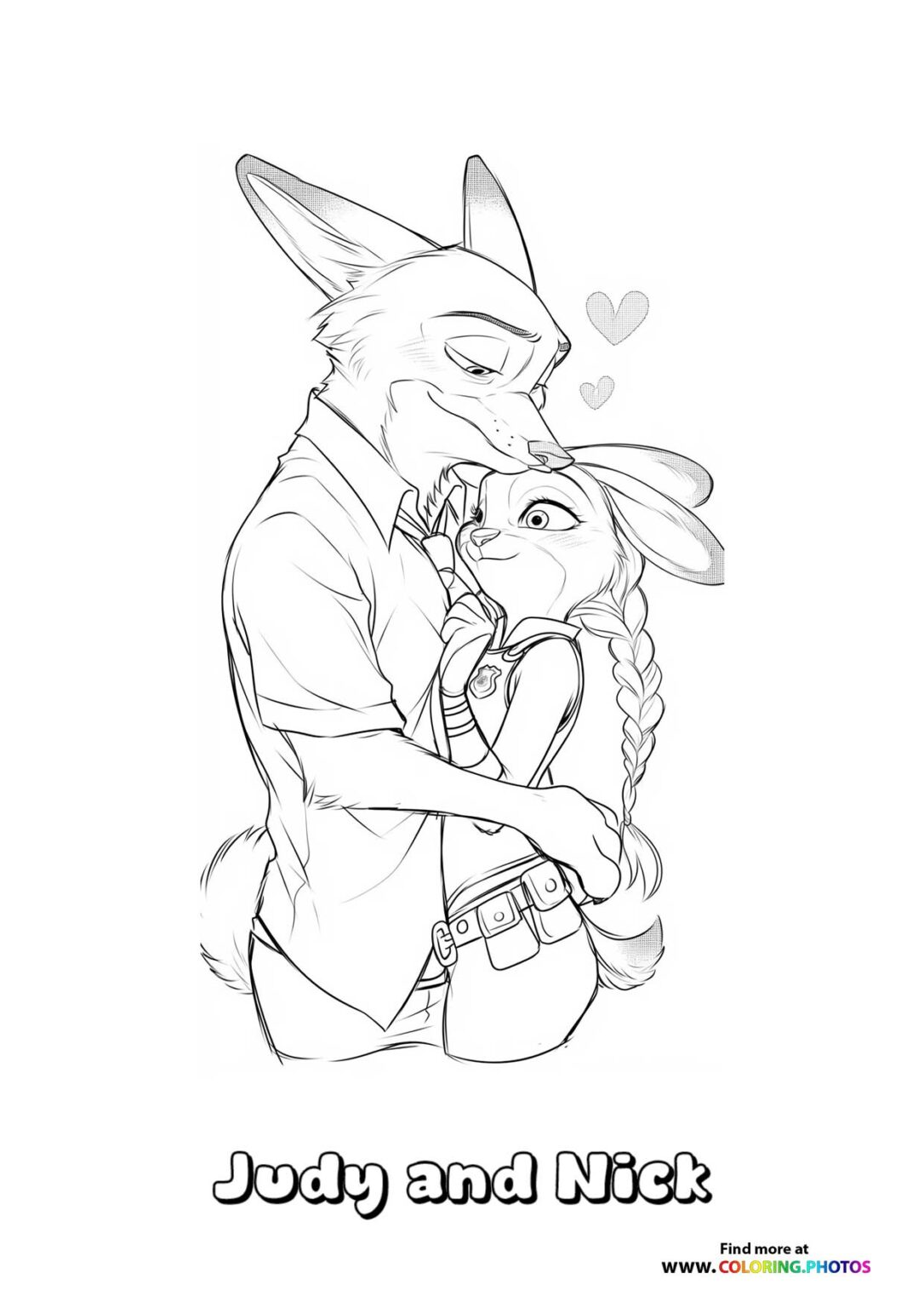 Nick and Judy from Zootopia 2 - Coloring Pages for kids
