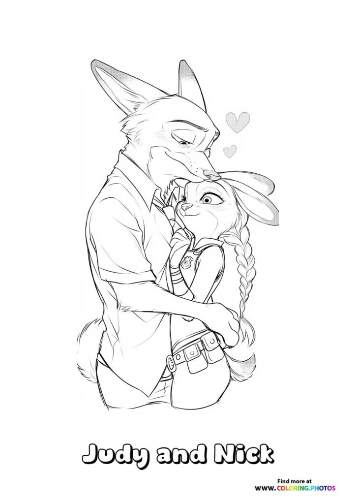 Nick and Judy from Zootopia 2 - Coloring Pages for kids