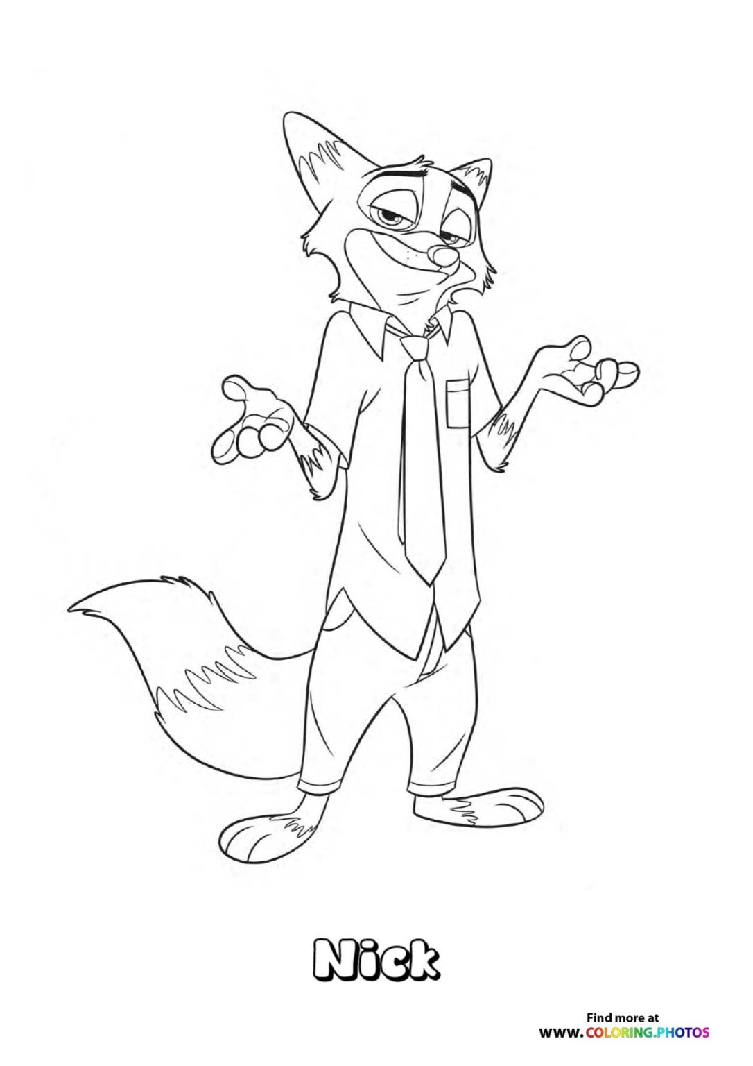 Nick from Zootopia 2 - Coloring Pages for kids