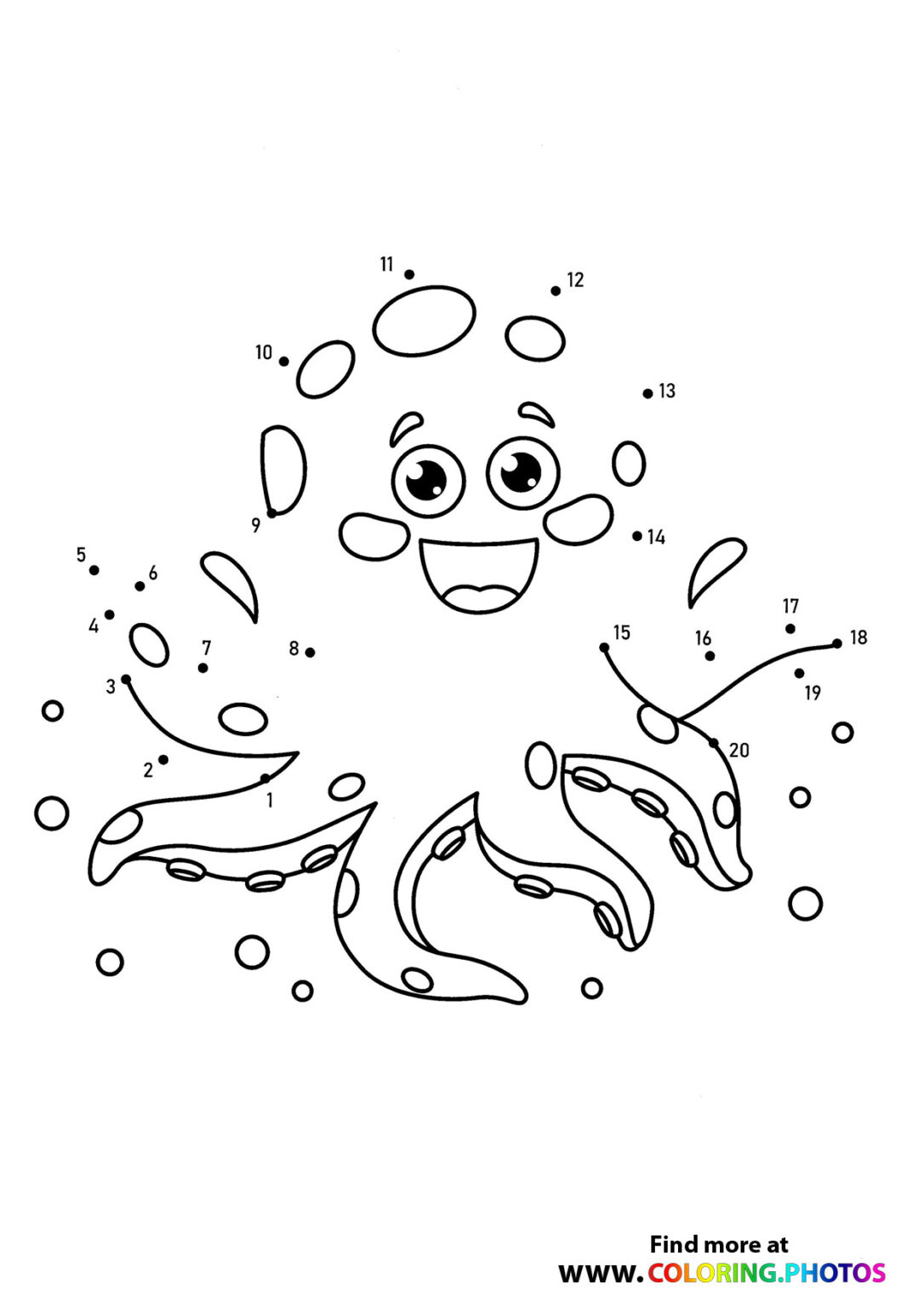 Octopus dot the dots - Coloring Pages for kids