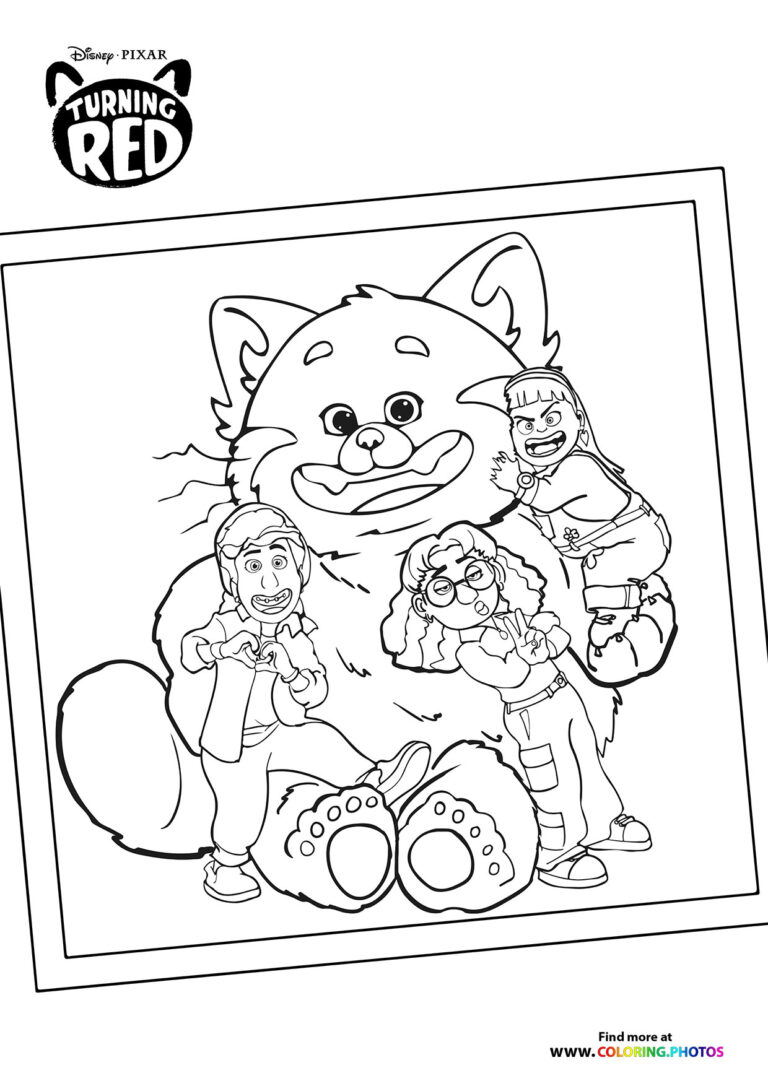 Panda Mei with friends - Coloring Pages for kids