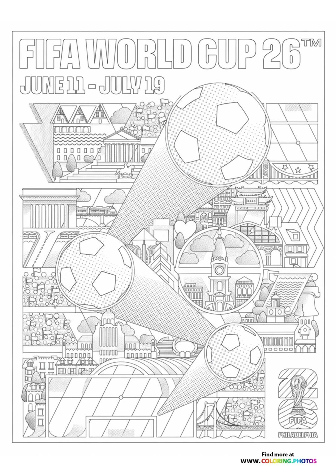 Philadelphia FIFA 2026 - Coloring Pages for kids