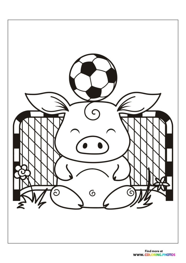 Pig football goalie - Coloring Pages for kids