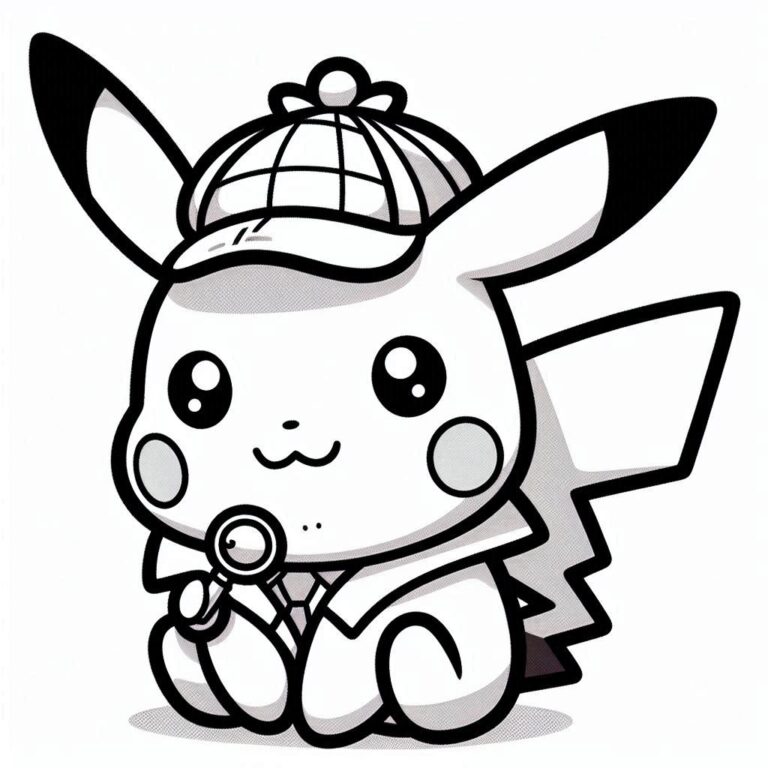 Pikachu as a detective - Coloring Pages for kids