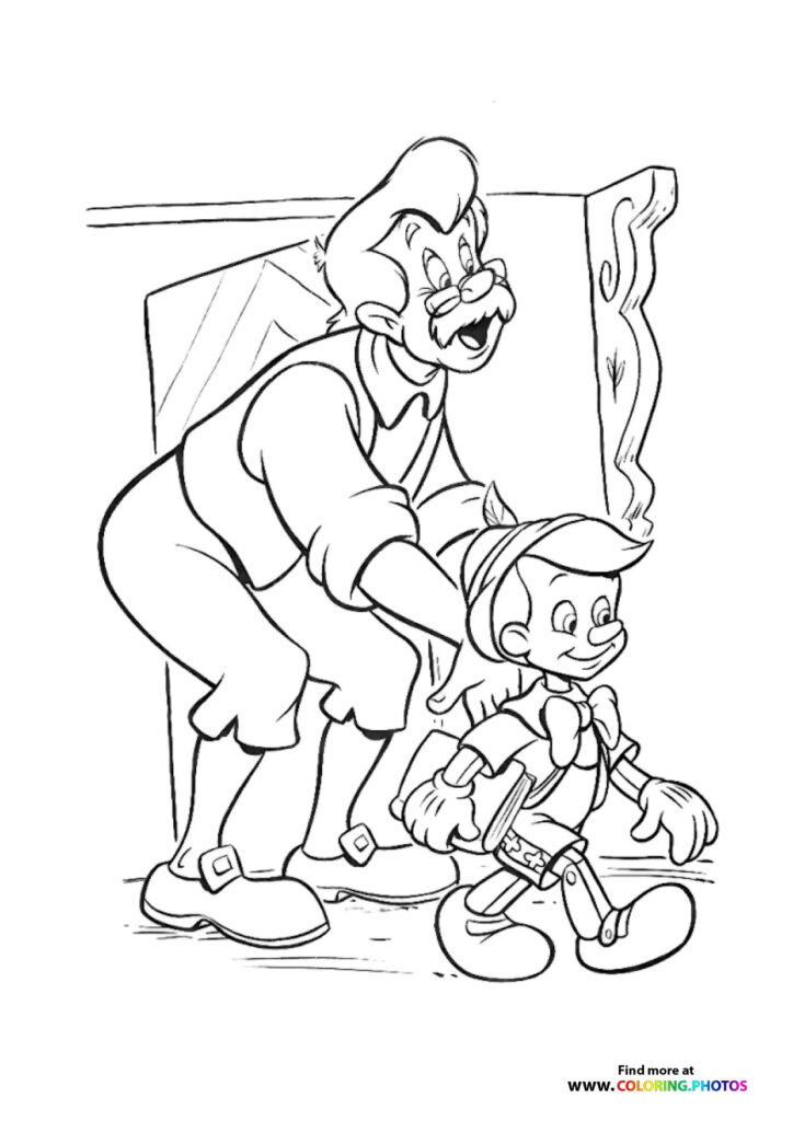 Pinocchio going to school - Coloring Pages for kids