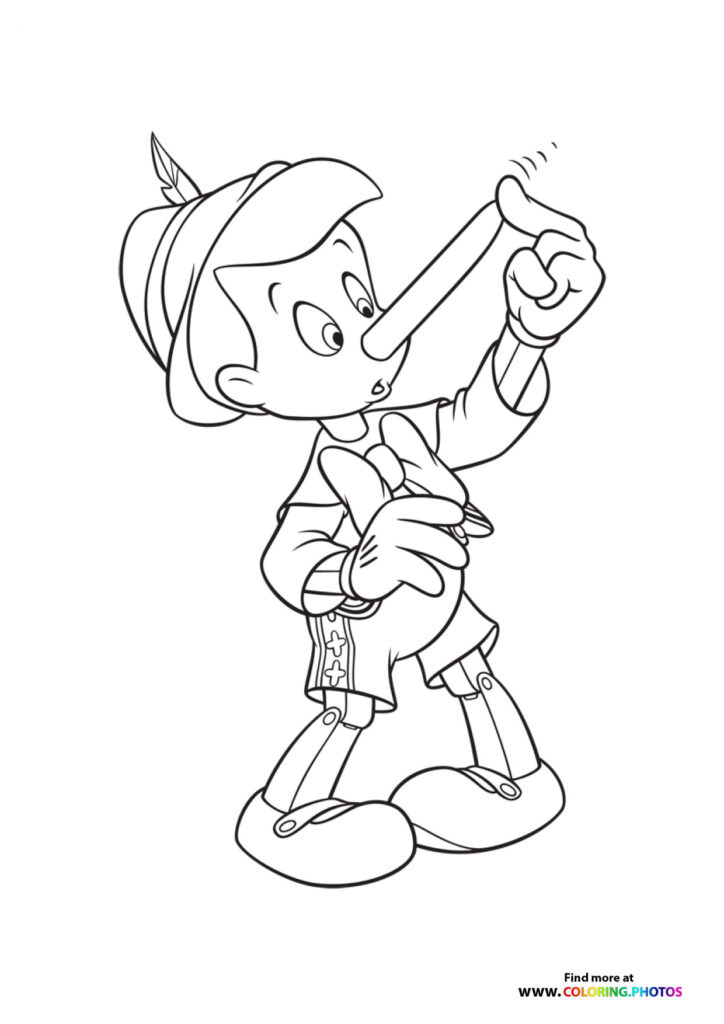 Pinocchios nose is growing - Coloring Pages for kids