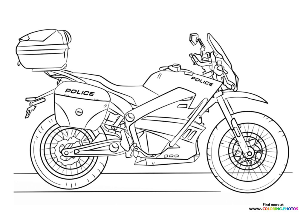 Police motorcycle - Coloring Pages for kids