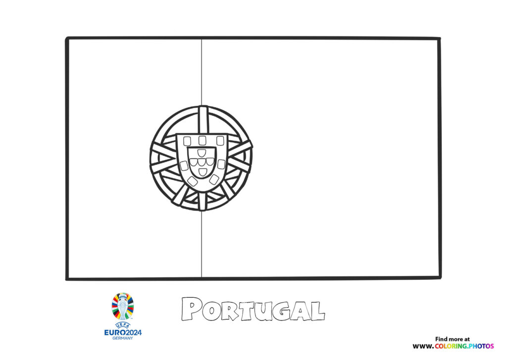 Portugal flag Euro 2024 - Coloring Pages for kids