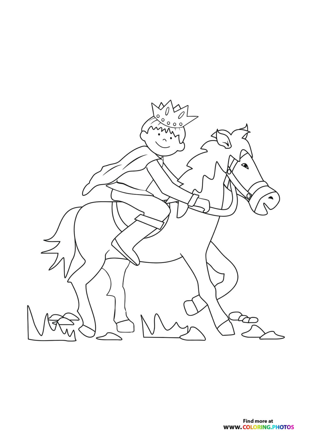 Prince on a horse - Coloring Pages for kids