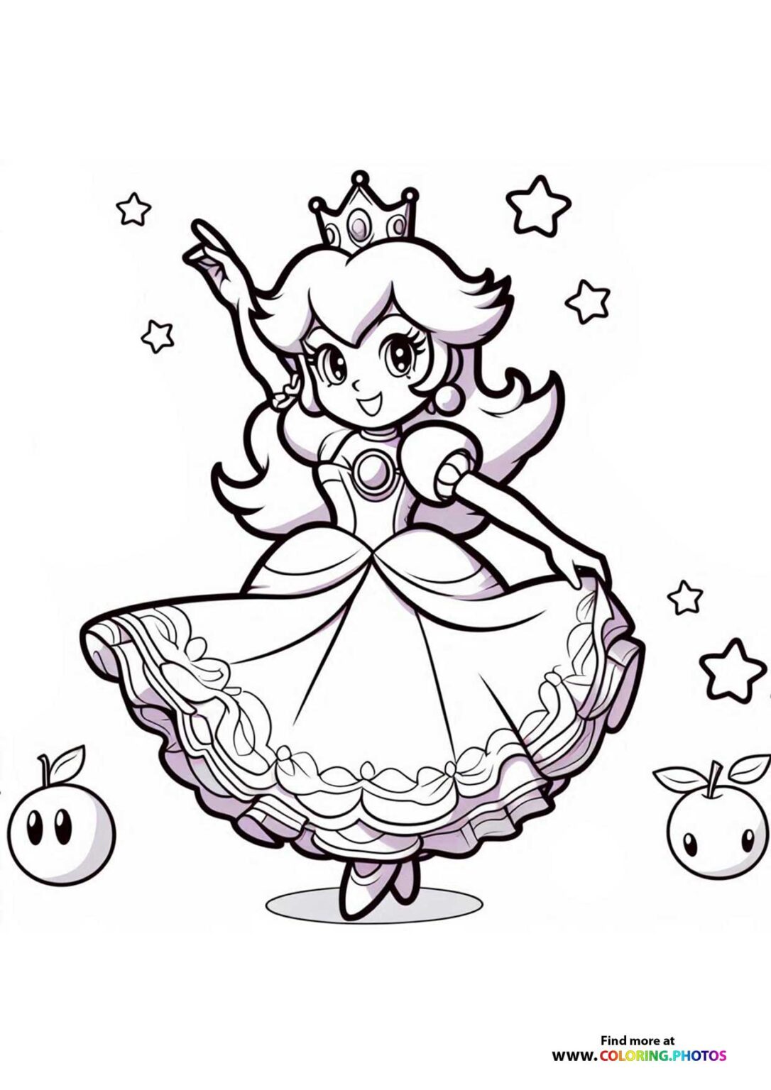 Princess Peach dancing - Coloring Pages for kids
