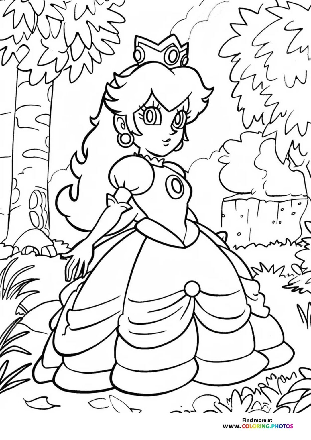 Princess Peach walking - Coloring Pages for kids