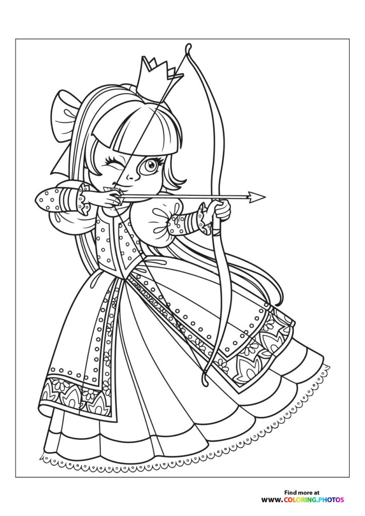Princess with bow - Coloring Pages for kids
