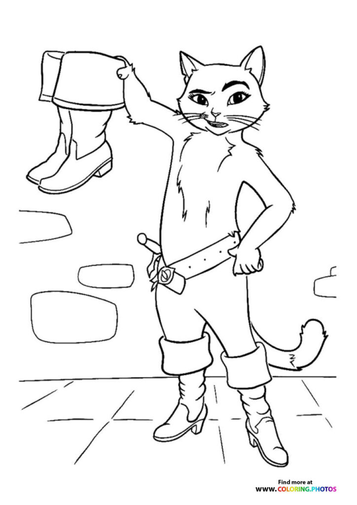 Puss in boots posing - Coloring Pages for kids