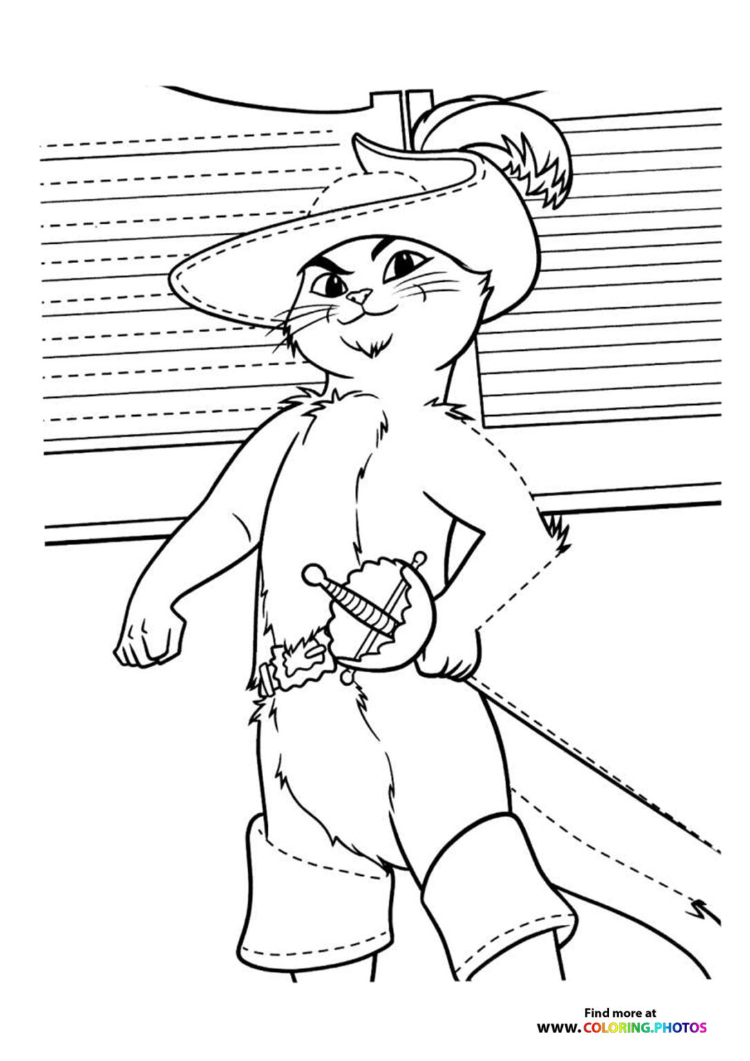Puss with his sword - Coloring Pages for kids
