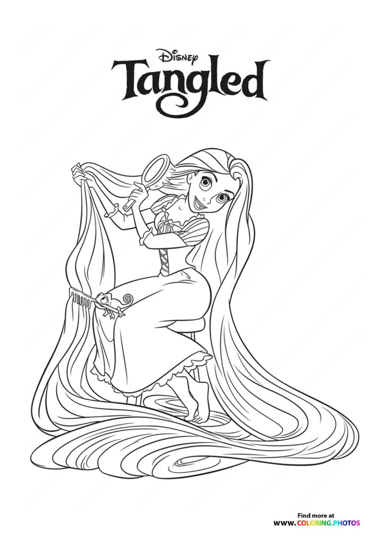 Rapunzel brushing her hair - Coloring Pages for kids