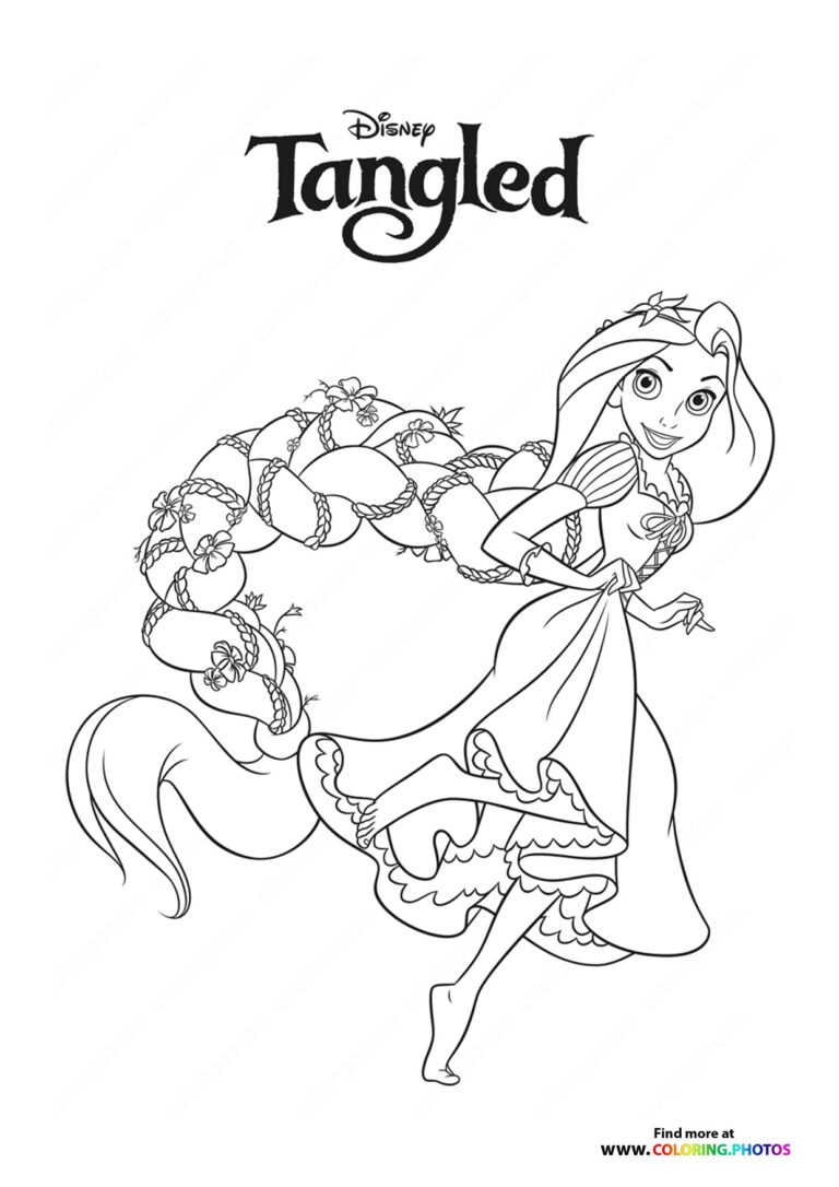 Rapunzel with beautiful hair - Coloring Pages for kids