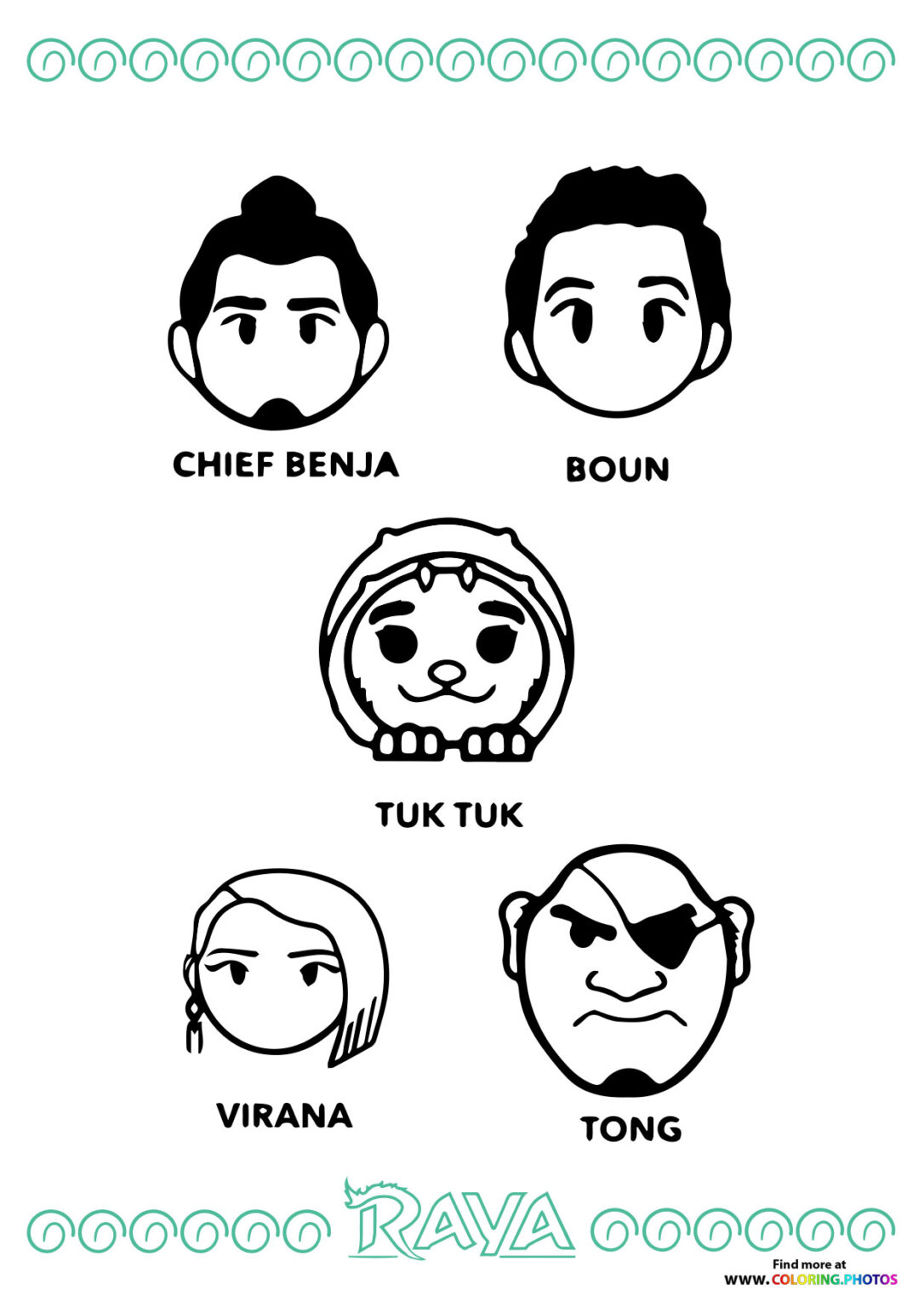 Raya and the last dragon portrait - Coloring Pages for kids