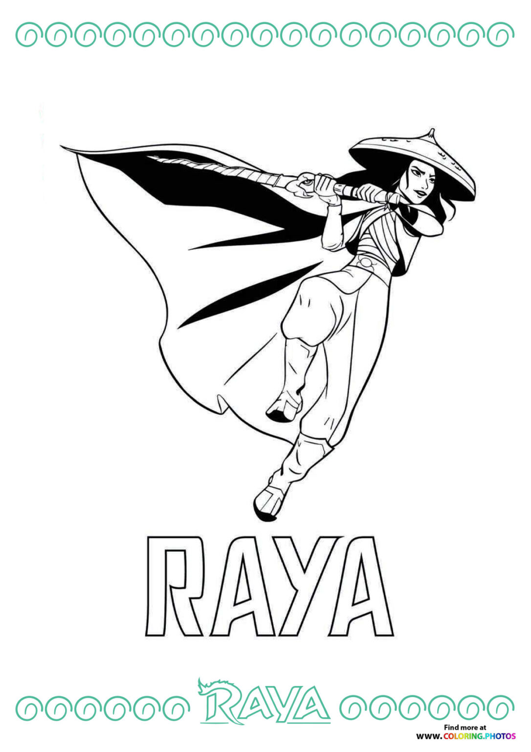 Raya and Sisu - Coloring Pages for kids