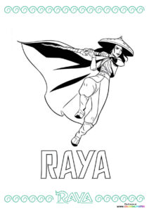 Raya with a sword - Coloring Pages for kids
