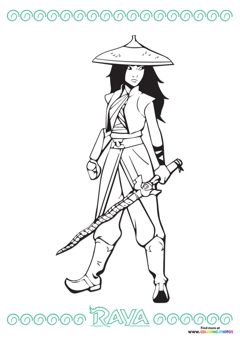 Raya with a sword - Coloring Pages for kids