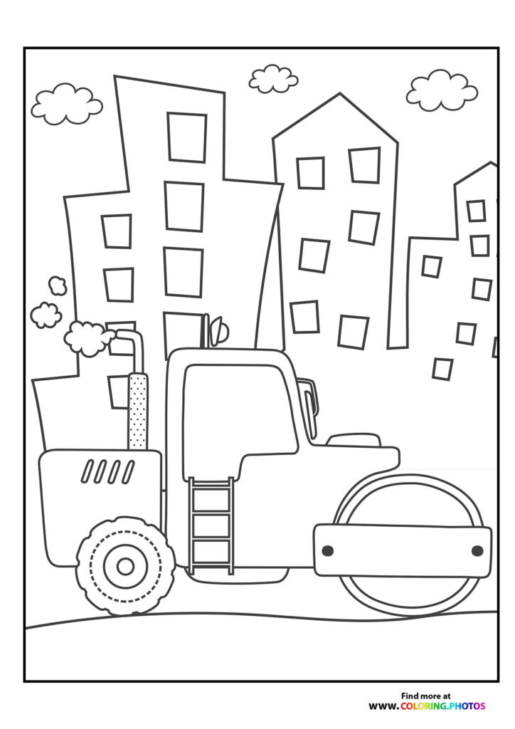 Roller on construction site - Coloring Pages for kids