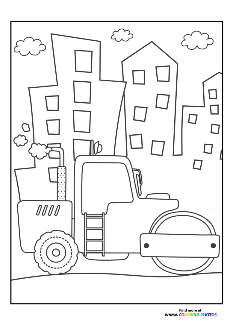 Excavator on construction site - Coloring Pages for kids