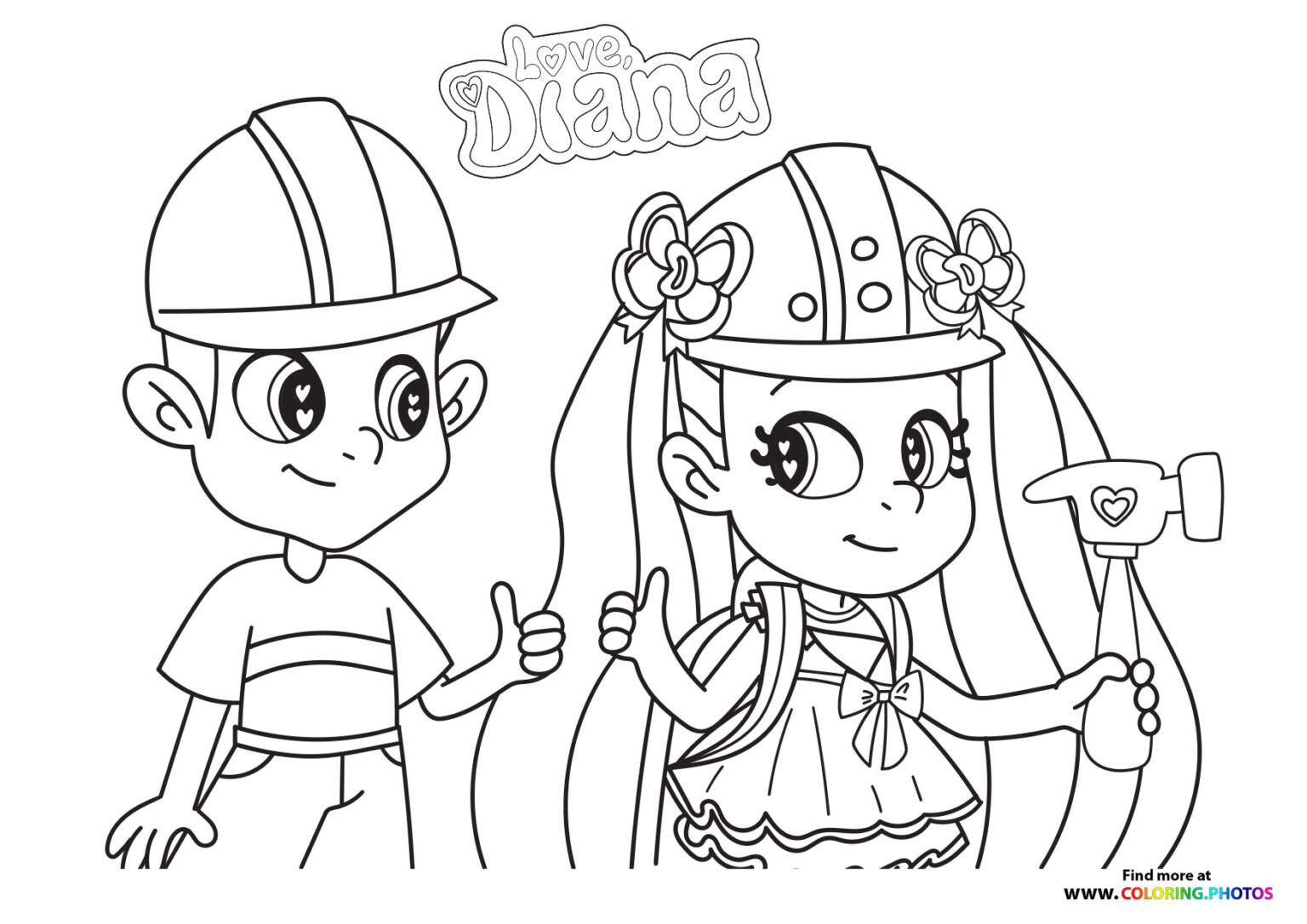 Diana with a hammer - Coloring Pages for kids