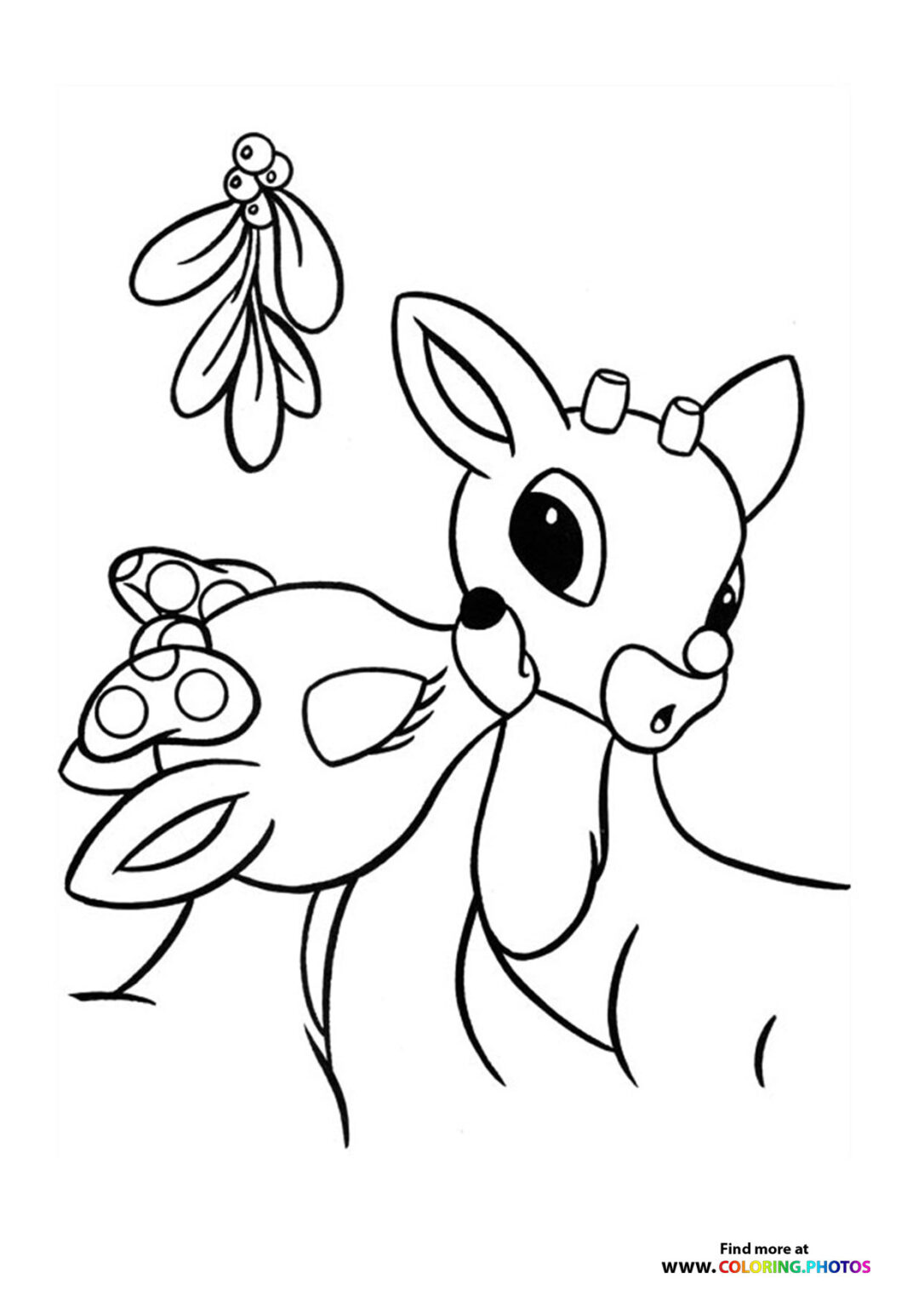 Rudolph the red nosed raindeer - Coloring Pages for kids | Free printables