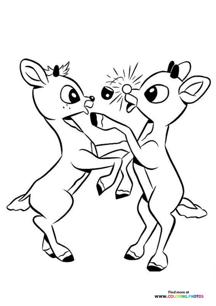 Rudolph the red nosed raindeer - Coloring Pages for kids | Free printables