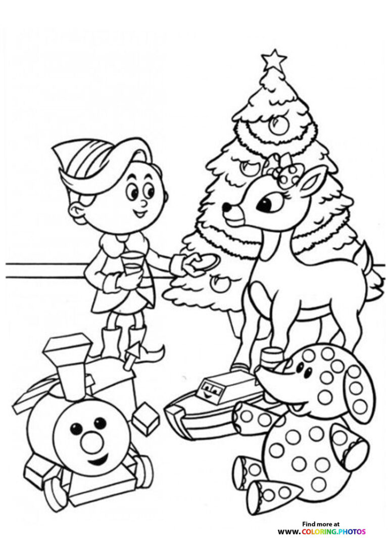 Rudolph the red nosed raindeer - Coloring Pages for kids | Free printables