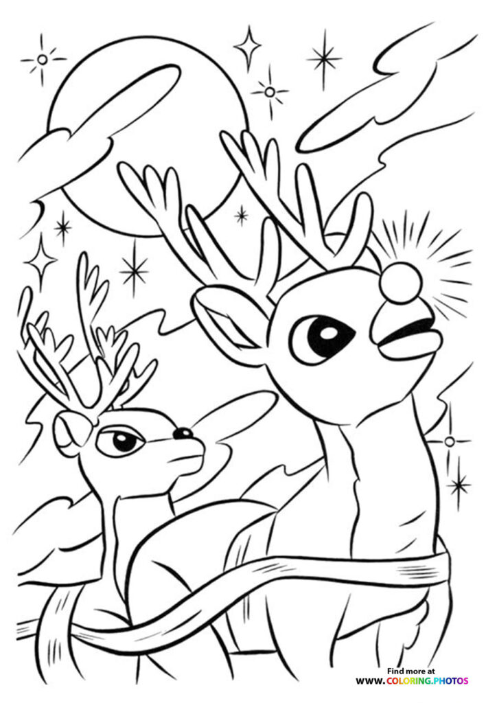 Rudolph the red nosed raindeer - Coloring Pages for kids