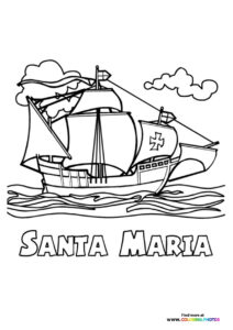 Santa Maria - Columbus day ship - Coloring Pages for kids