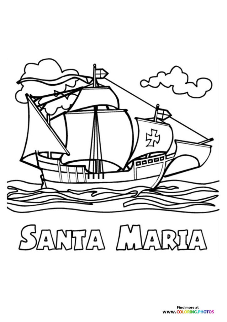 Santa Maria - Columbus day ship - Coloring Pages for kids