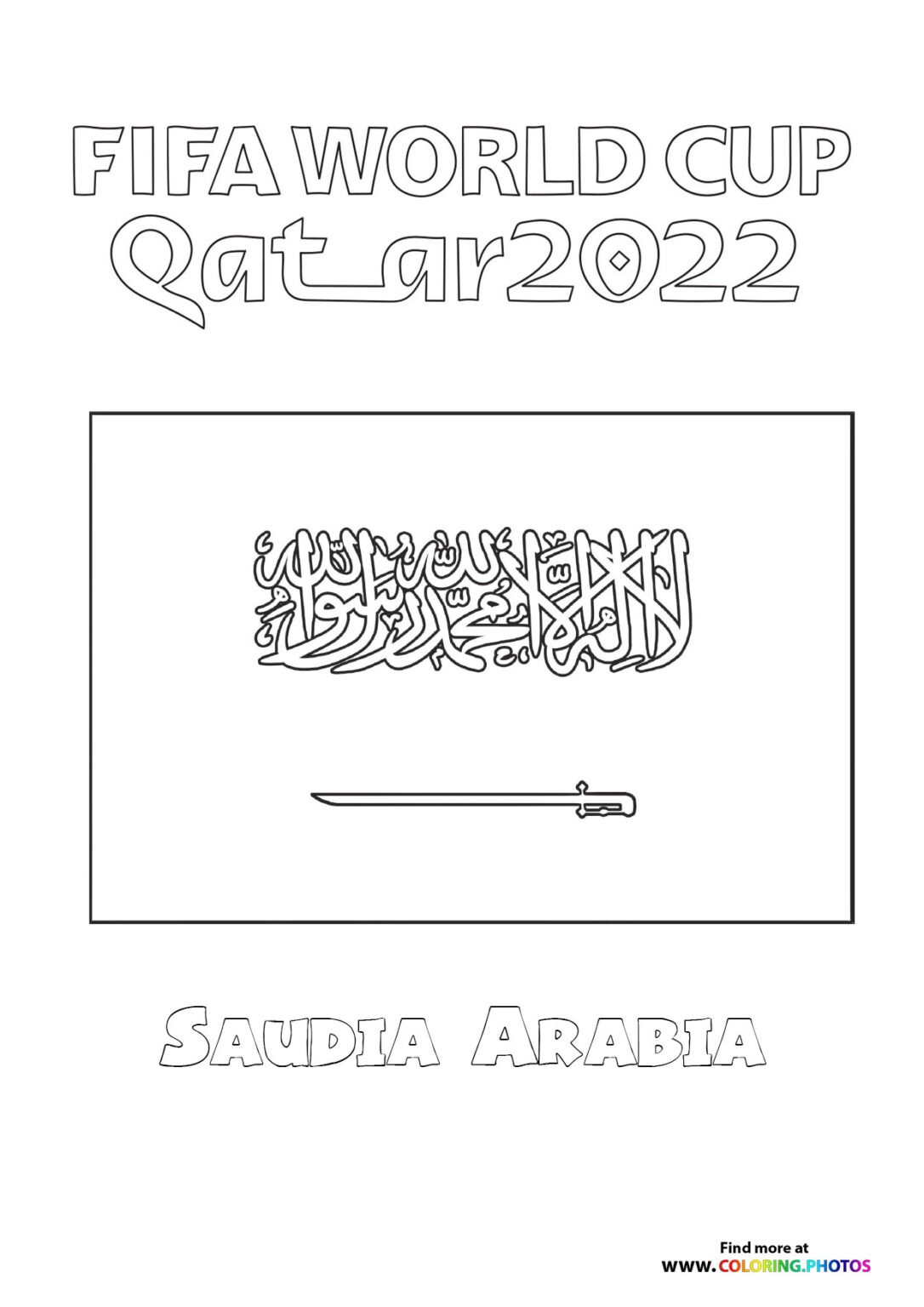 Saudia Arabia World Cup flag - Coloring Pages for kids