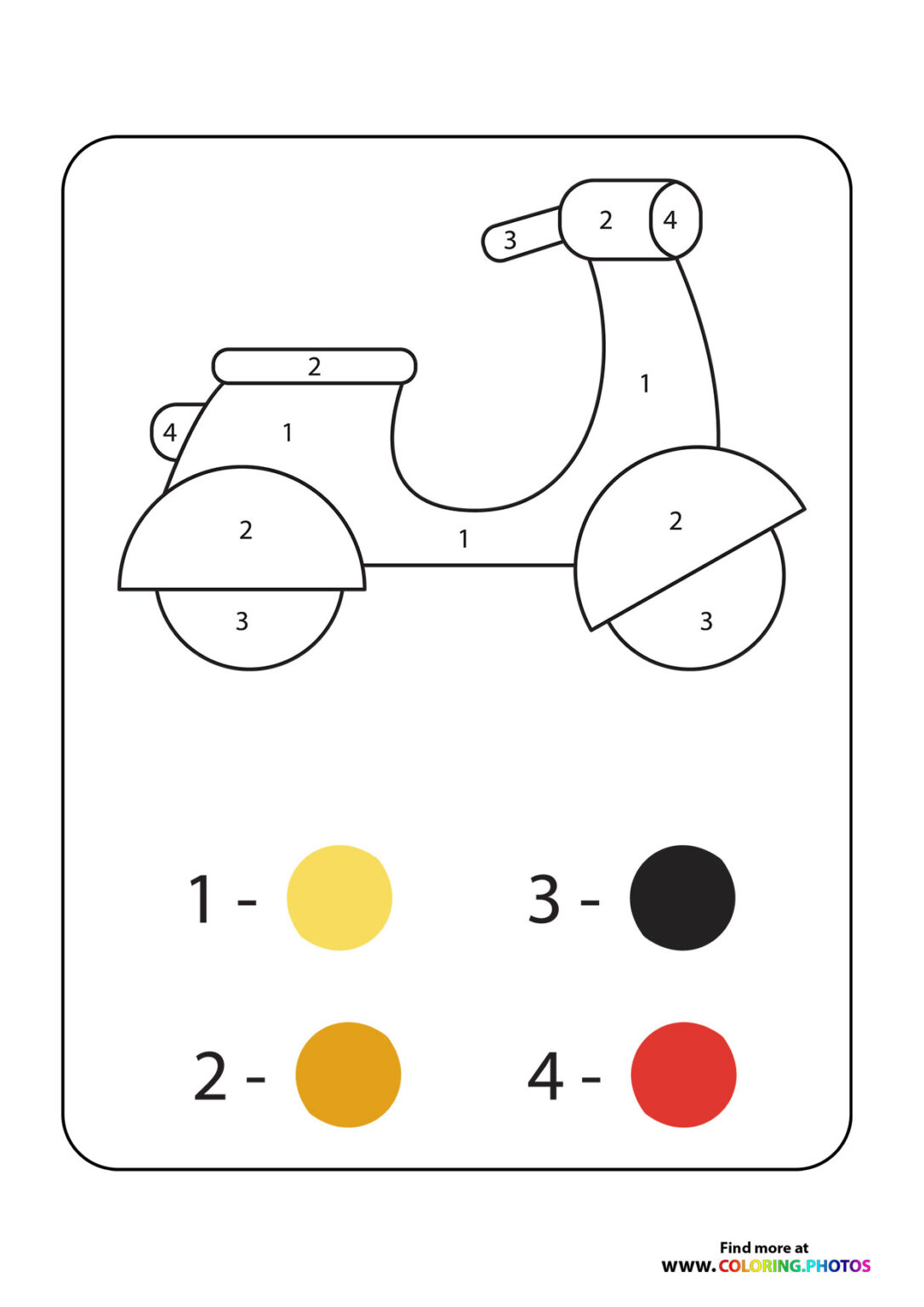 Scooter color by numbers - Coloring Pages for kids
