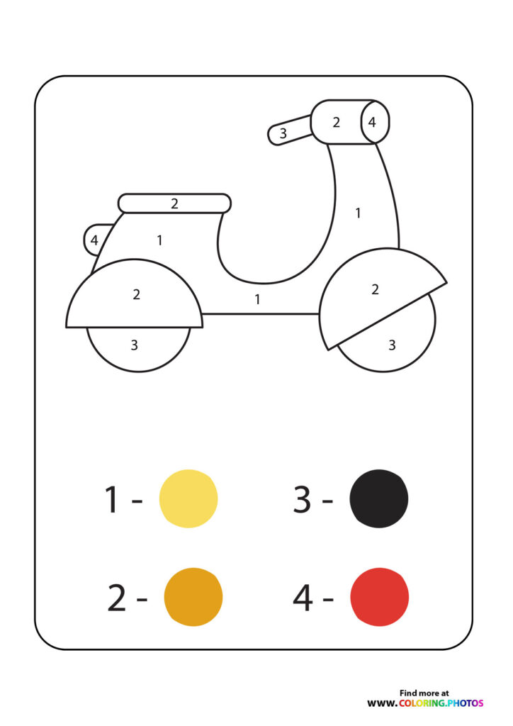 Scooter color by numbers - Coloring Pages for kids