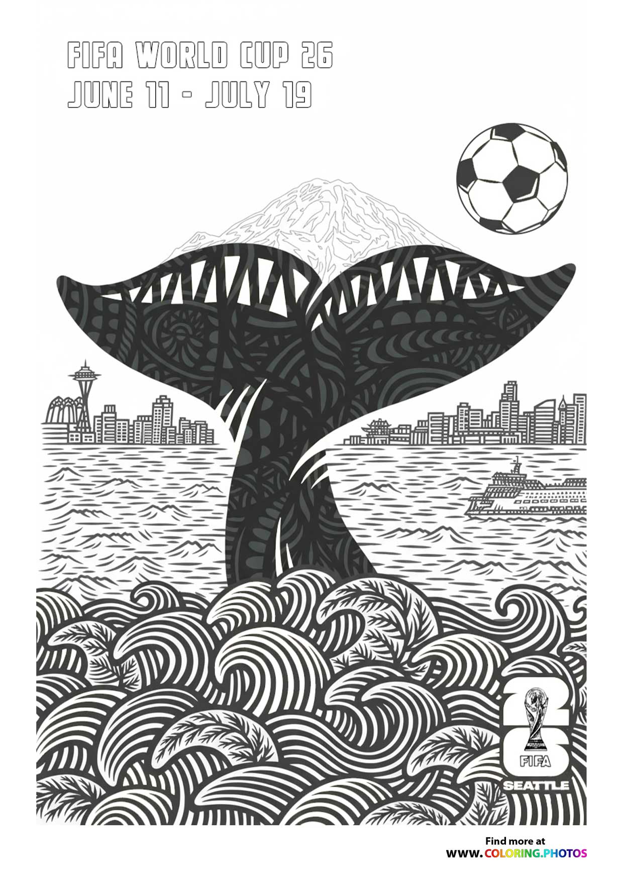 Seattle FIFA 2026 - Coloring Pages for kids