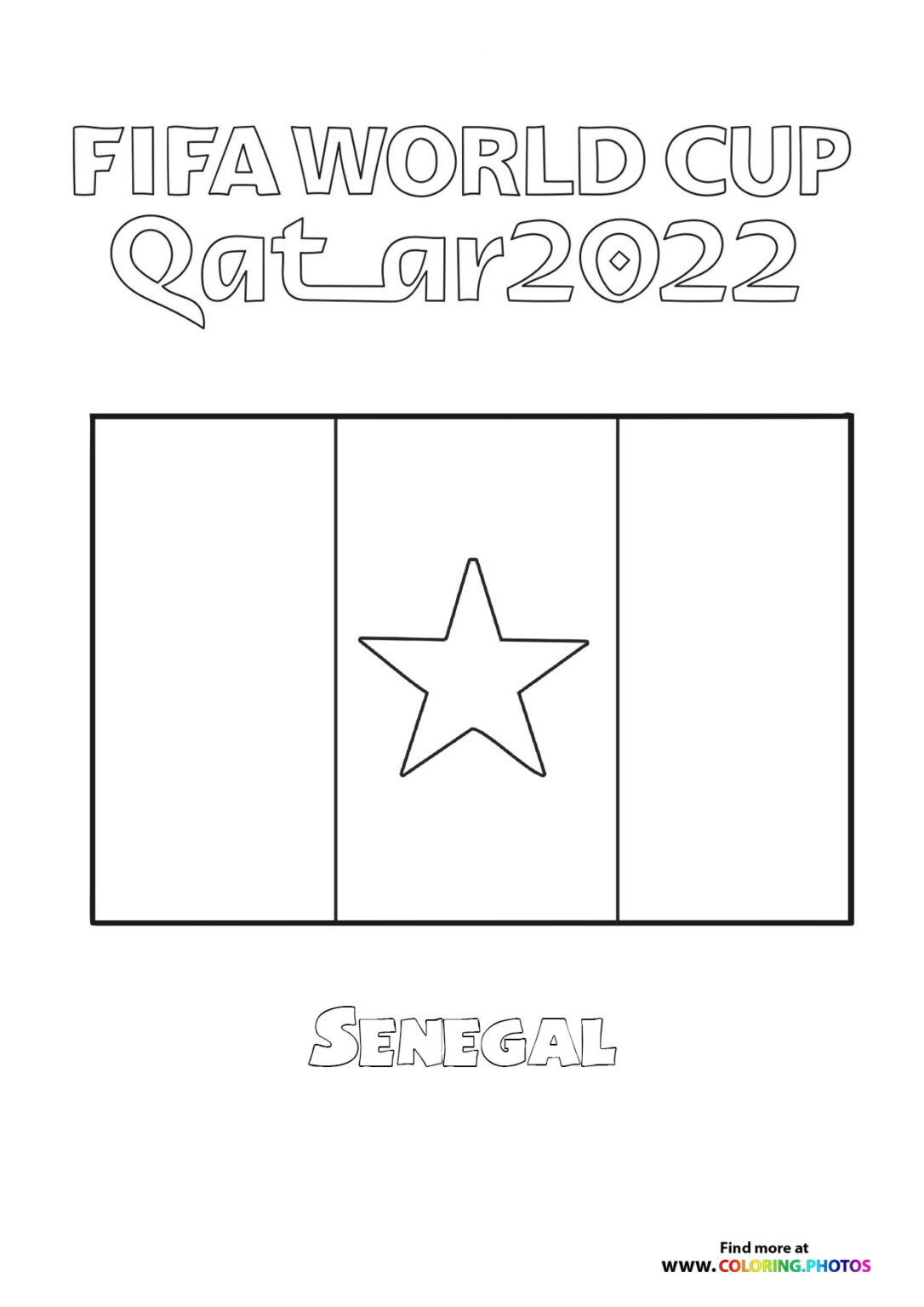 Senegal World Cup flag - Coloring Pages for kids
