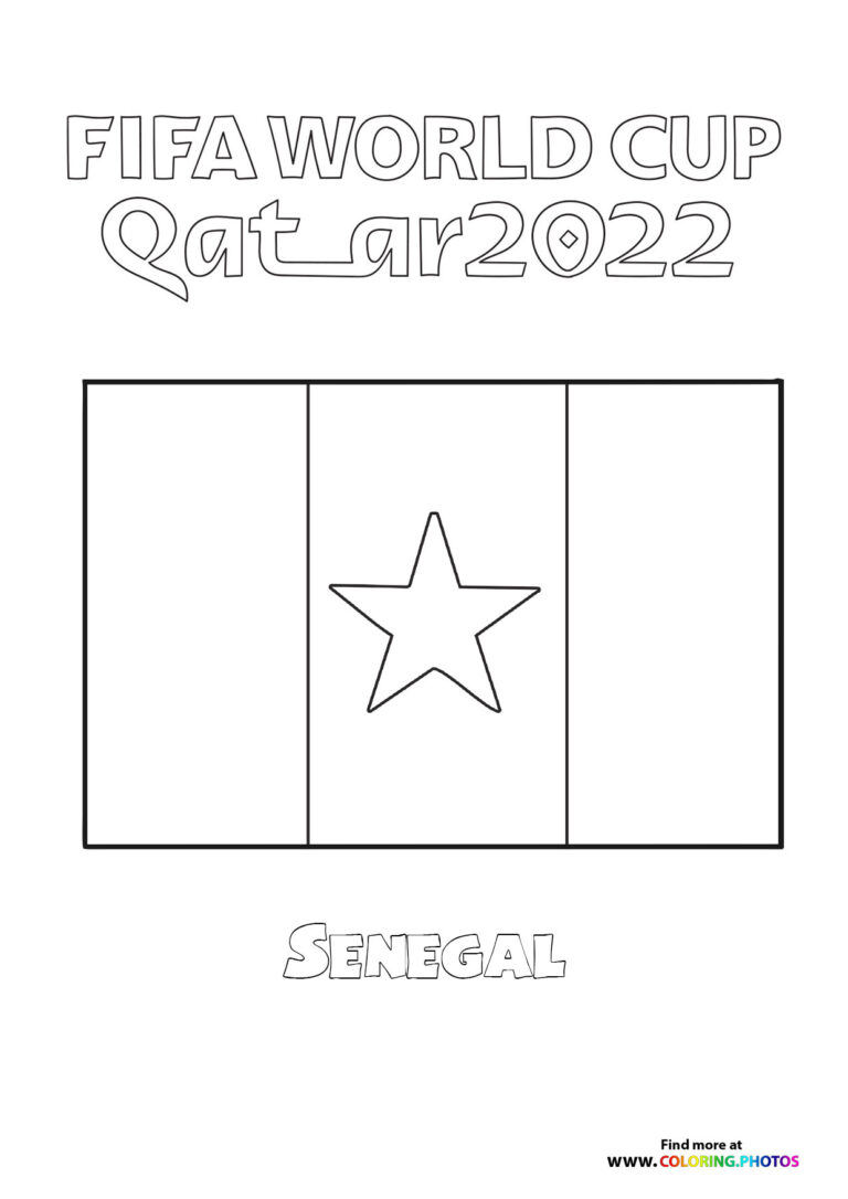 Senegal World Cup flag - Coloring Pages for kids