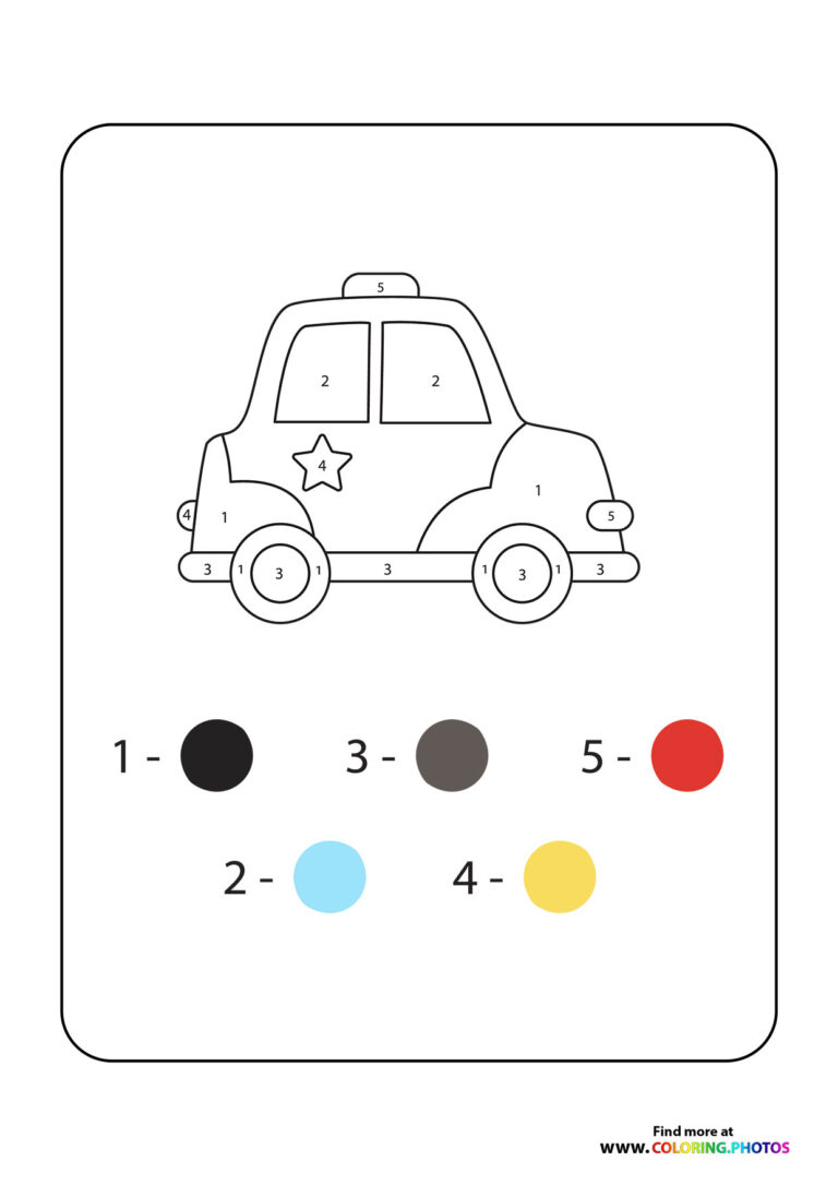 Sheerifs car color by numbers - Coloring Pages for kids
