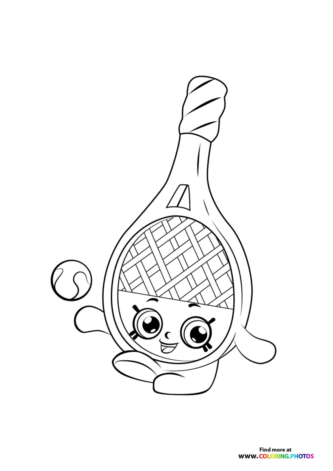 Tennis racket and ball - Coloring Pages for kids
