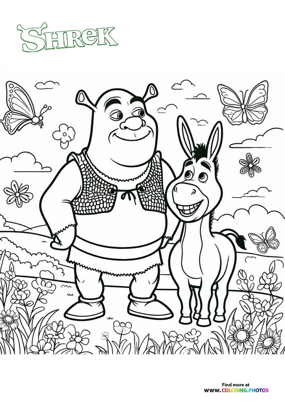 Shrek and Donkey - Coloring Pages for kids