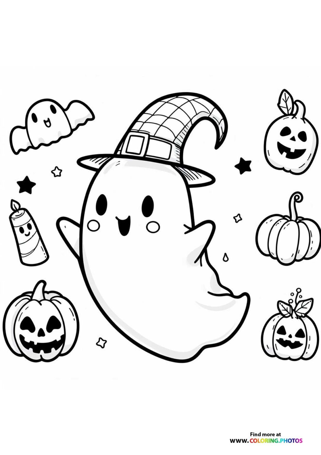 Smiling halloween ghost - Coloring Pages for kids