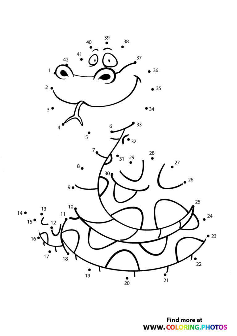 Snake dot the dots - Coloring Pages for kids